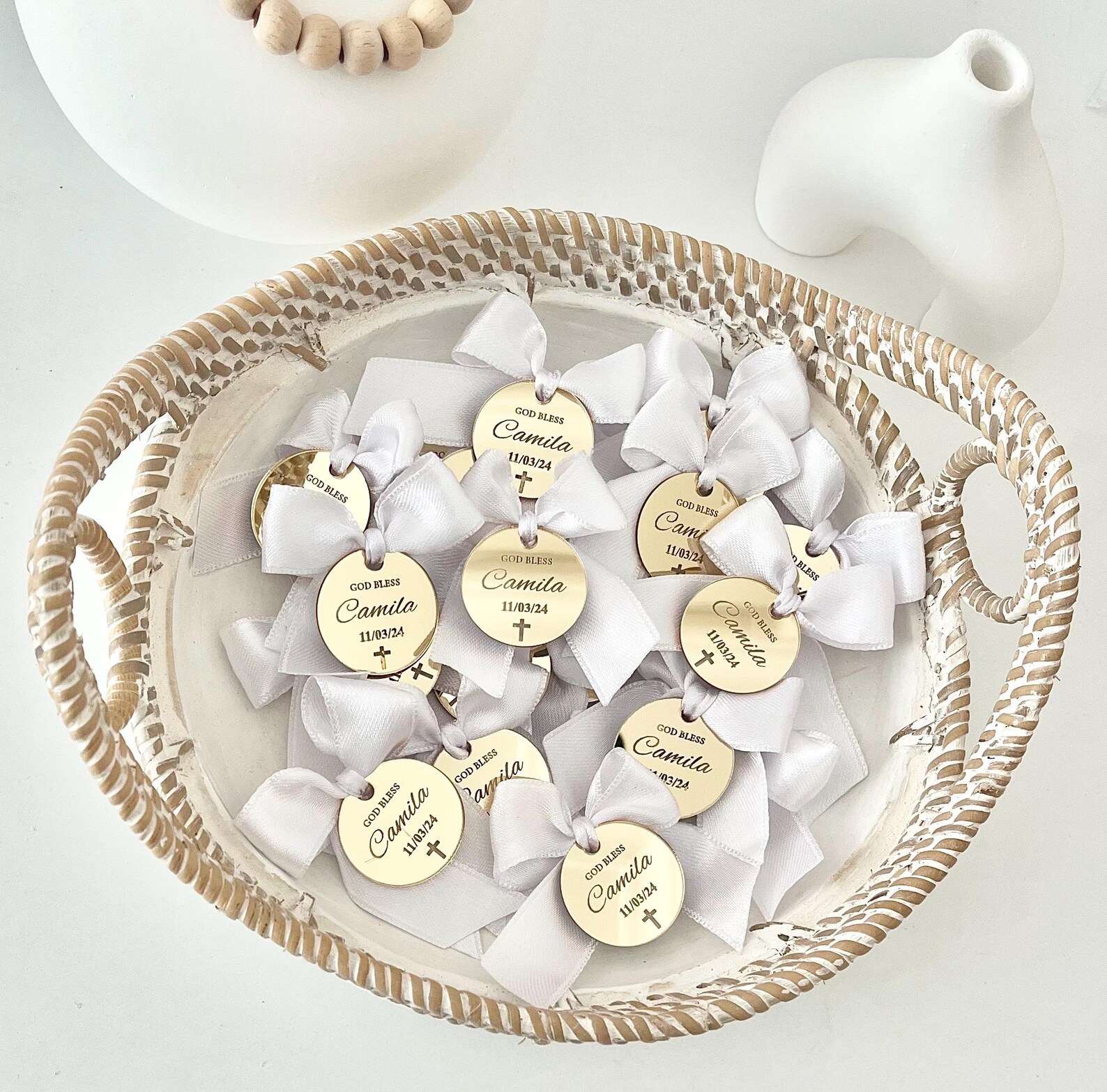 Personalized Gold Mirror Cross Tag: Christening Baptism Favor - Etsy