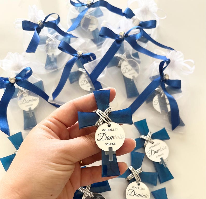 Personalized Baptism Favor: Handmade Epoxy Cross Magnet - Etsy