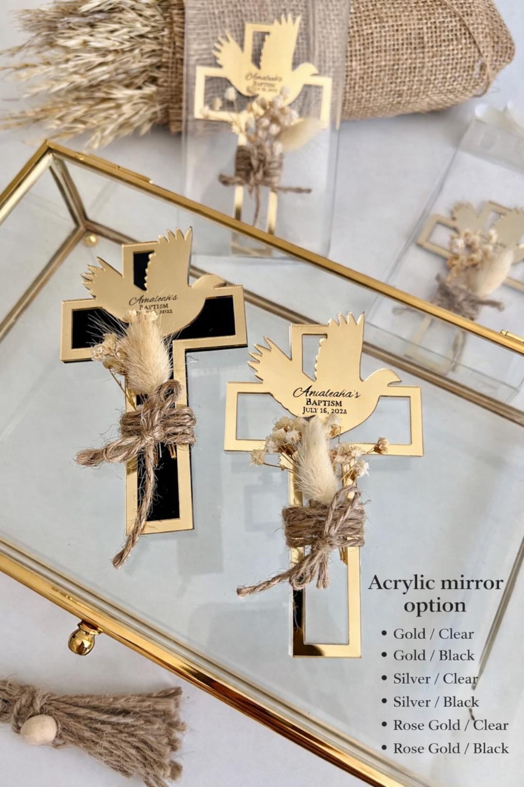 Personalized Acrylic Cross Magnet: Baptism Favor, First Communion Gift ...