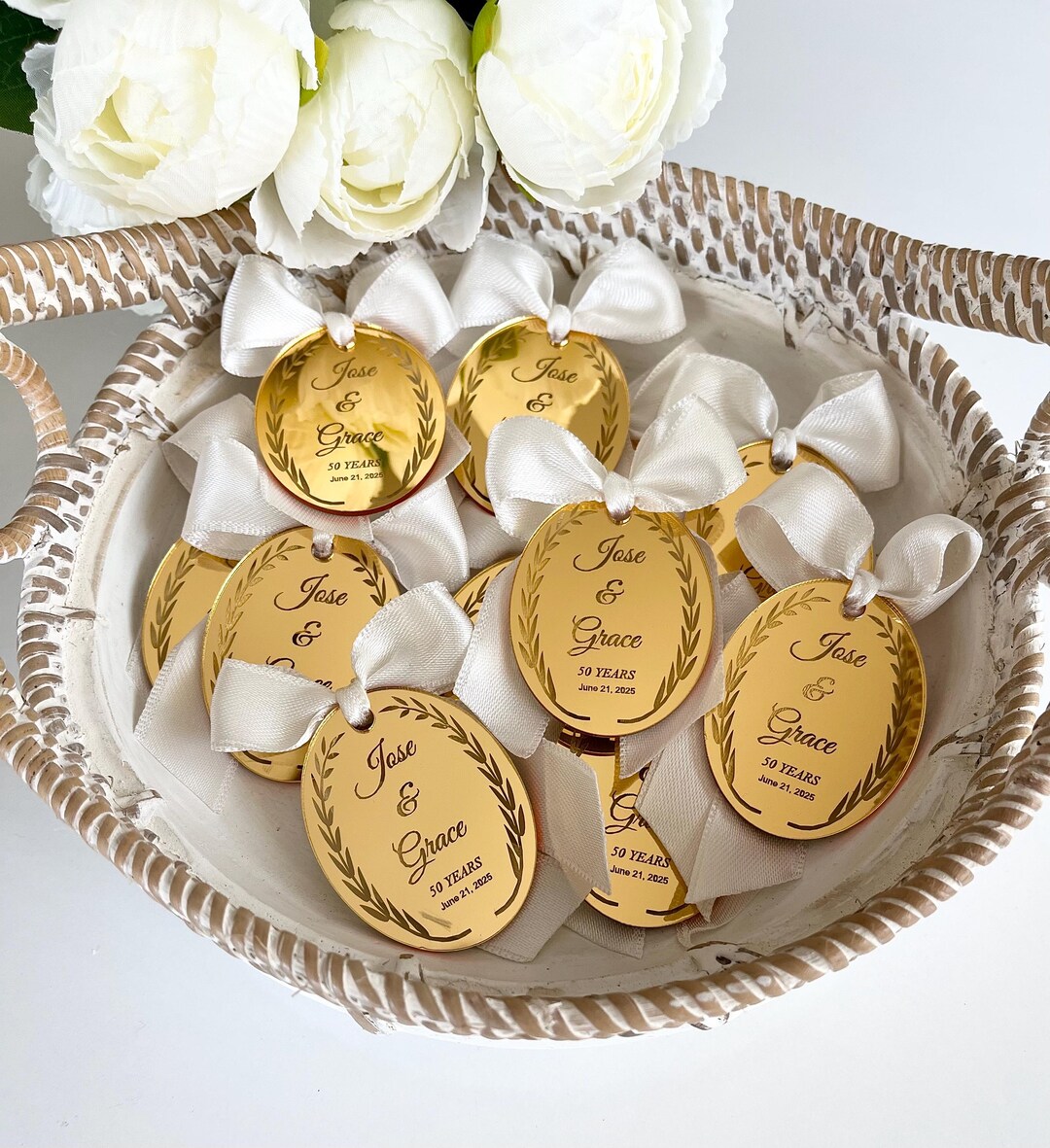 Gold Acrylic Mirror Wedding Tag, Thank You for Coming Tag, Wedding Name ...