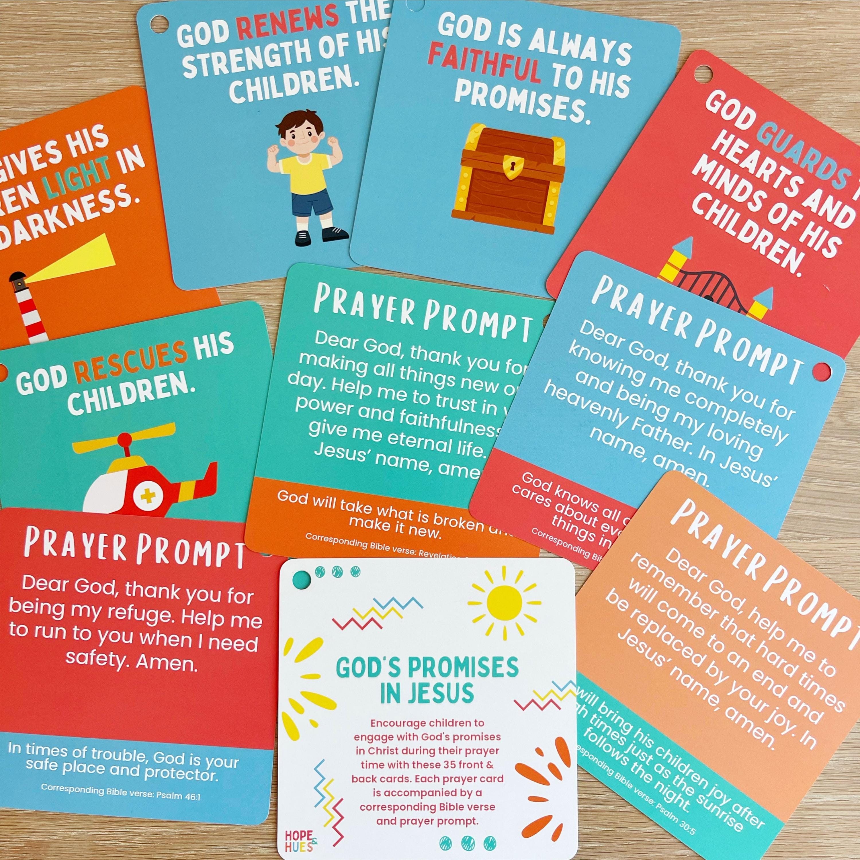 Kids Christian Prayer Cards, Teach Kids How to Pray, Bible Verse ...