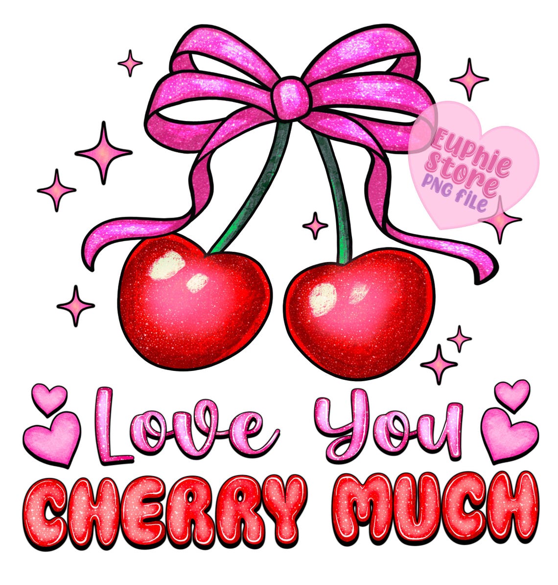 Love You Cherry Much PNG, Valentine Coquette Heart Png, Trendy ...