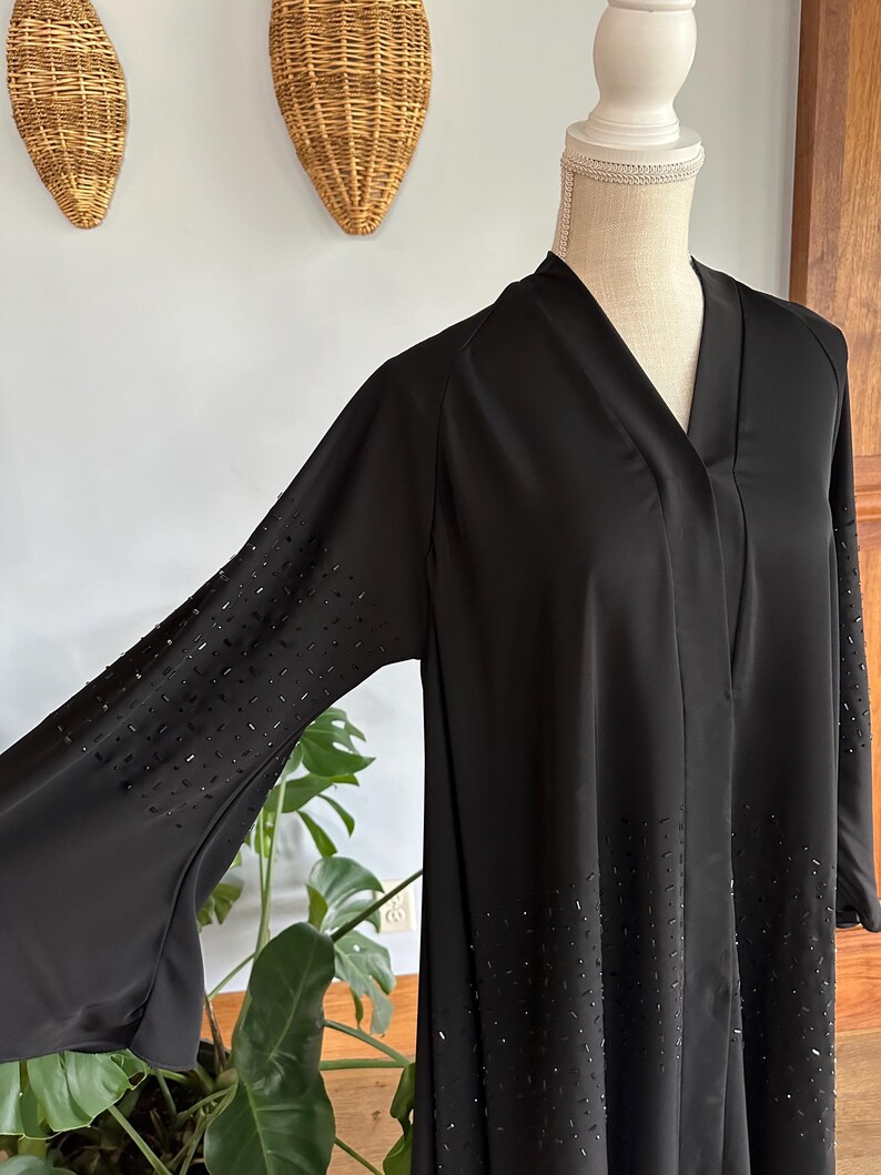 Black Beaded Modest Dubai Abaya, Women's Abaya, Black Abaya - Etsy