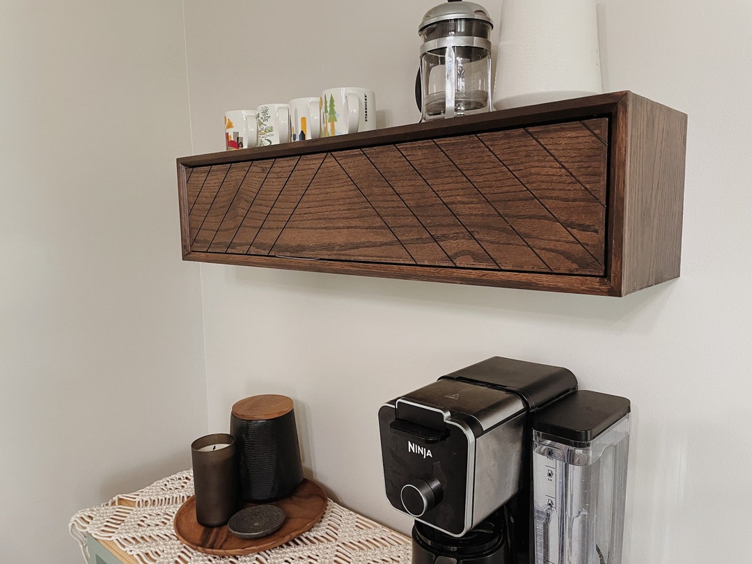 Floating Coffee Bar Shelf With Door - Etsy