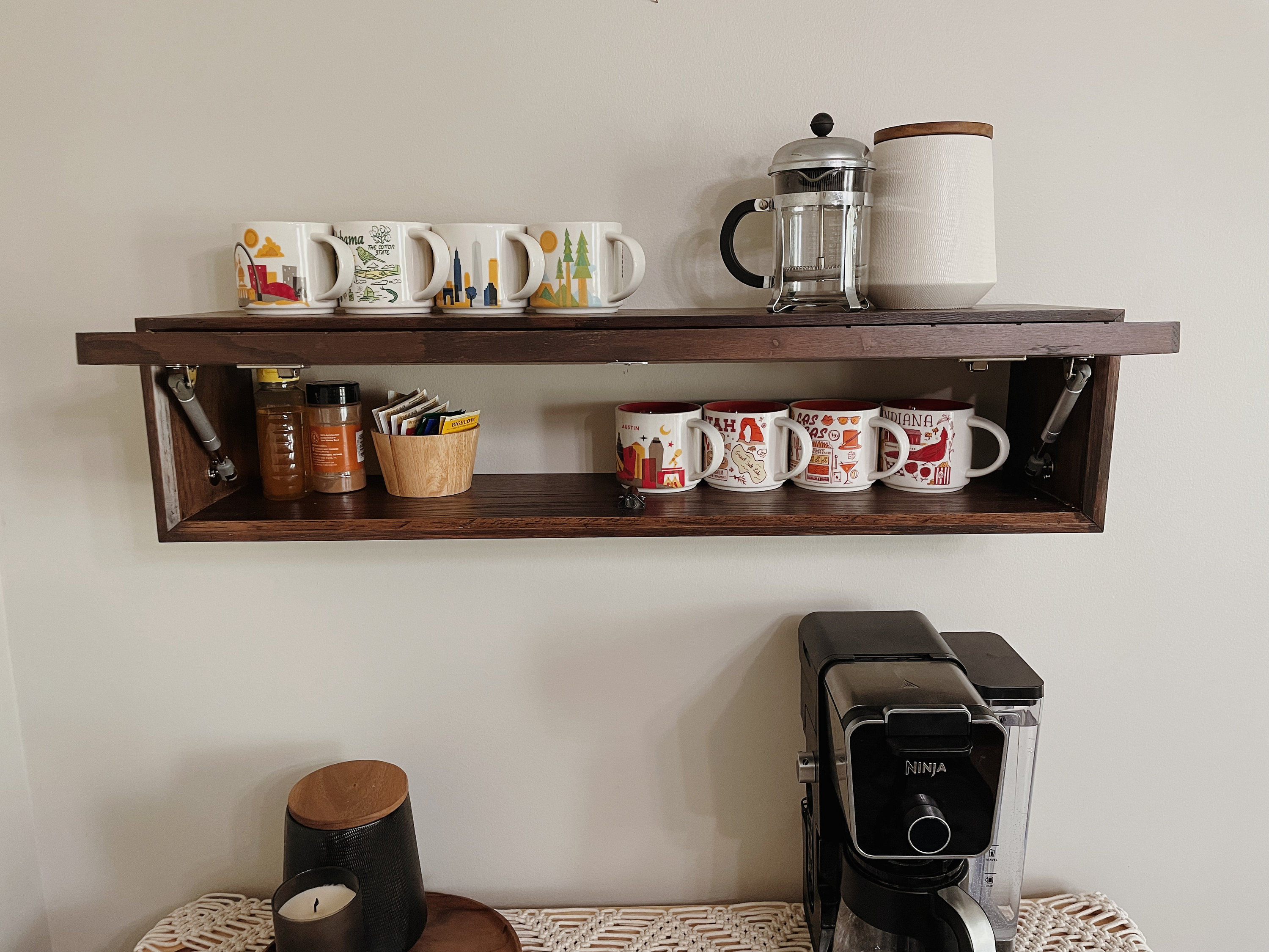 Floating Coffee Bar Shelf With Door - Etsy