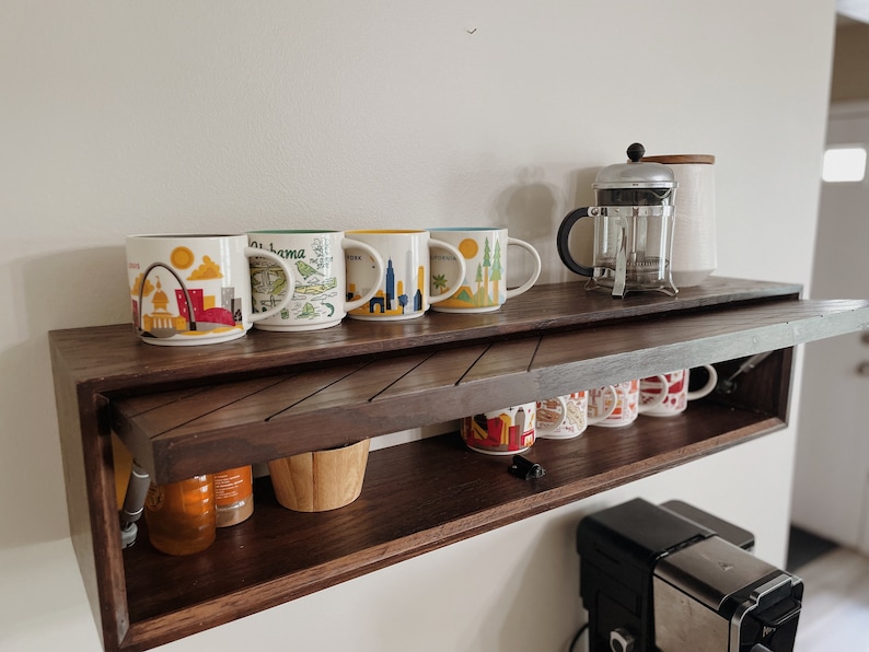 Floating Coffee Bar Shelf With Door - Etsy