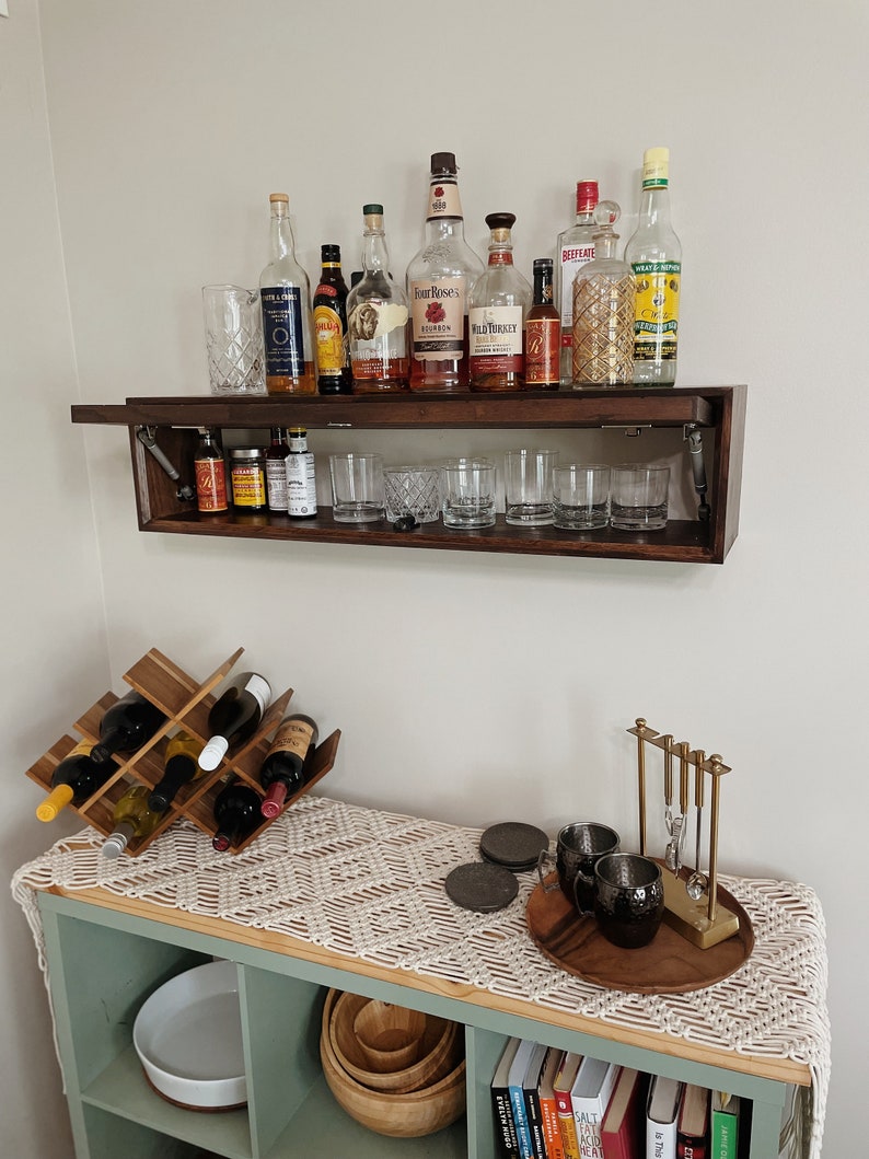 Oak Bourbon Floating Bar Shelf - Etsy