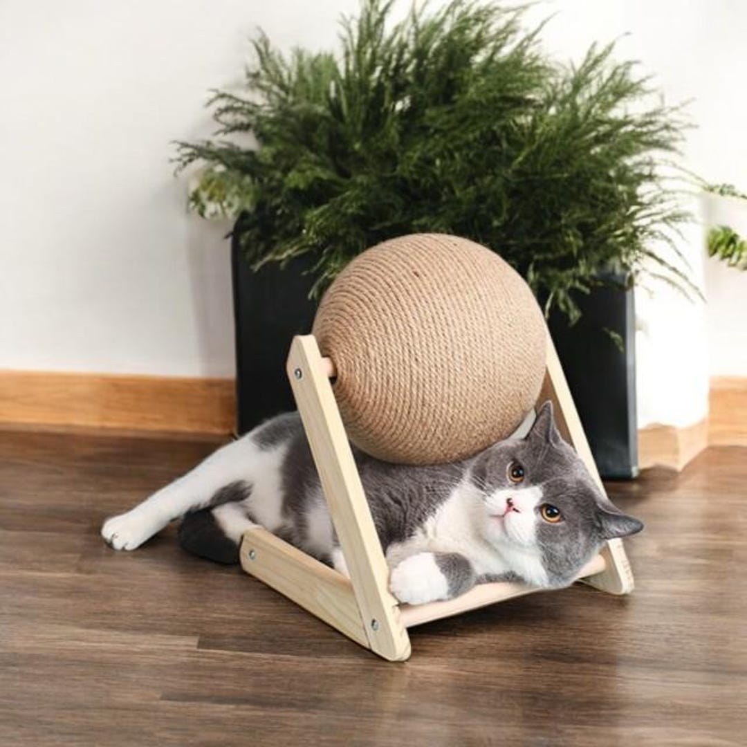 Cat Scratching Ball Toy – Sisal Rope Cat Scratcher for Grinding Paws ...