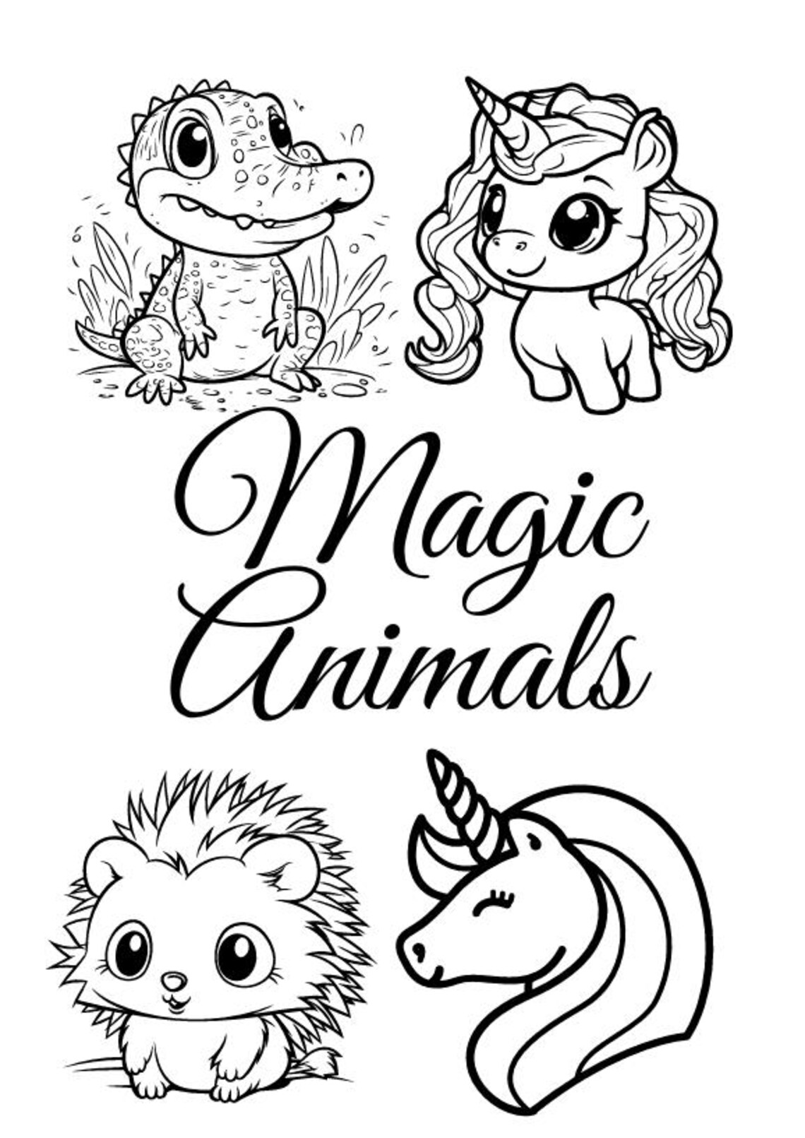 Magical Animals Coloring Book Printable PDF Fantasy Creatures to Color ...