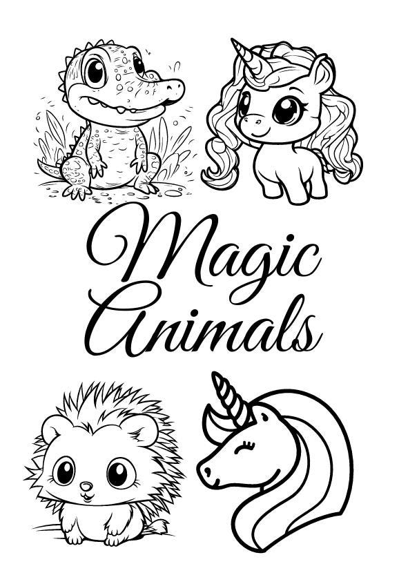 Magical Animals Coloring Book | Printable PDF | Fantasy Creatures to ...