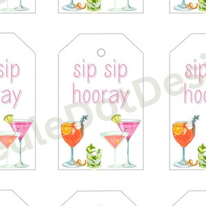 Sip Sip Hooray Mixed Drinks Gift Tags (PDF Sheet of 9, 2x3-inches ...