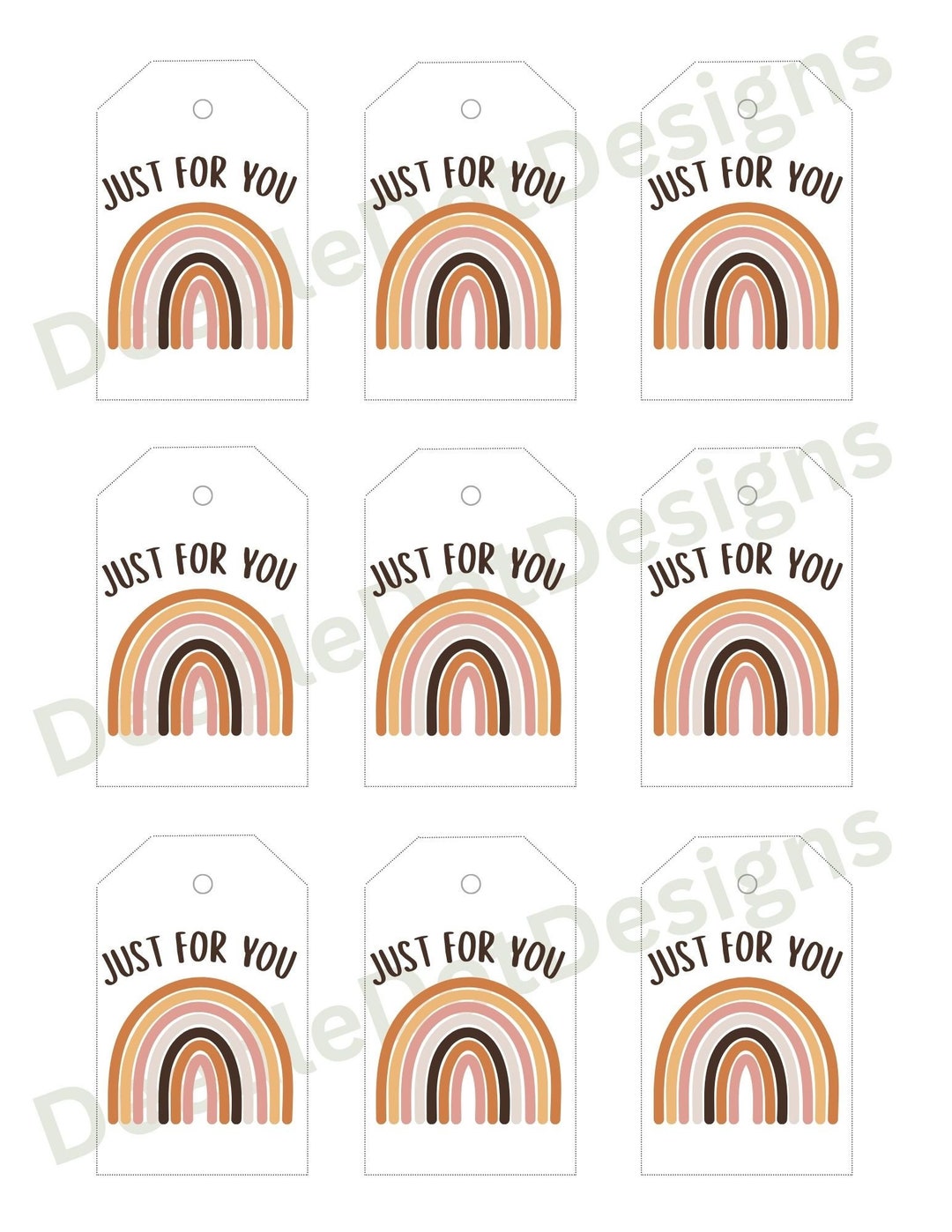 Boho Rainbow Gift Tags (PDF Sheet of 9, 2x3-inches, DIGITAL) - Etsy
