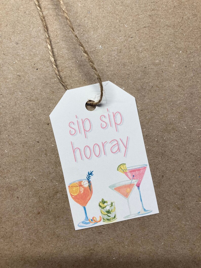 Sip Sip Hooray Mixed Drinks Gift Tags (PDF Sheet of 9, 2x3-inches ...