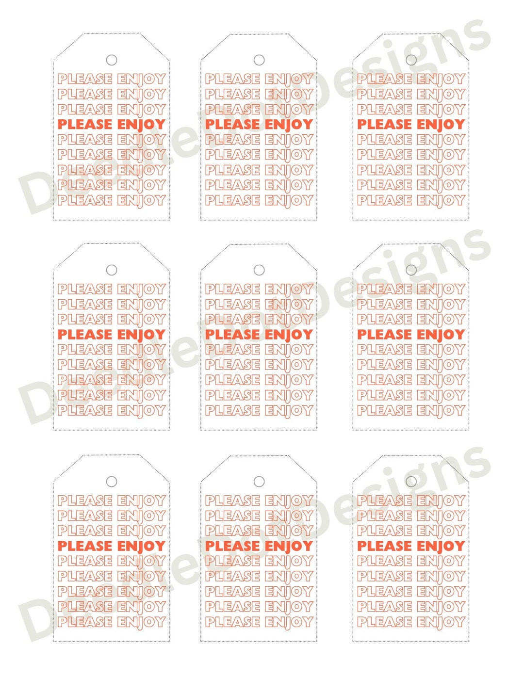 Please Enjoy Takeout Gift Tags (PDF Sheet of 9, 2x3-inches, DIGITAL) - Etsy