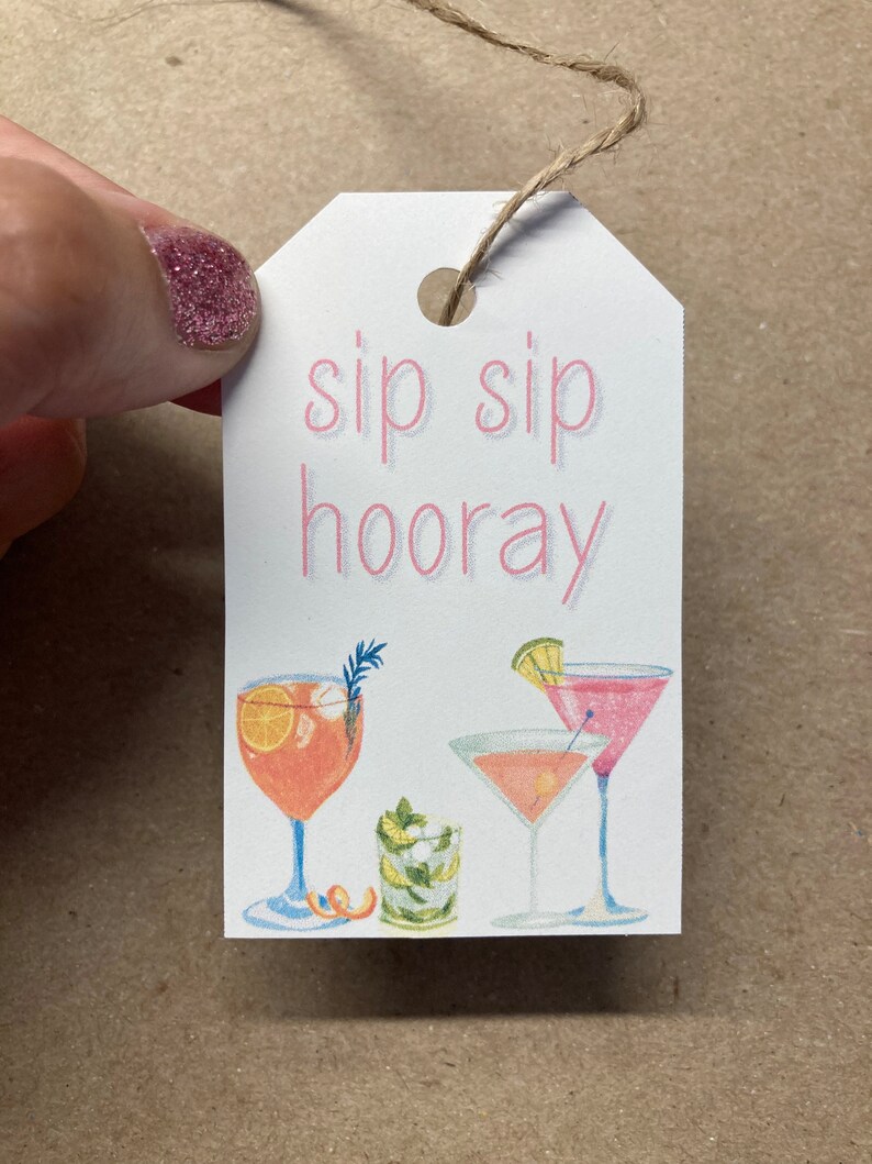 Sip Sip Hooray Mixed Drinks Gift Tags (PDF Sheet of 9, 2x3-inches ...