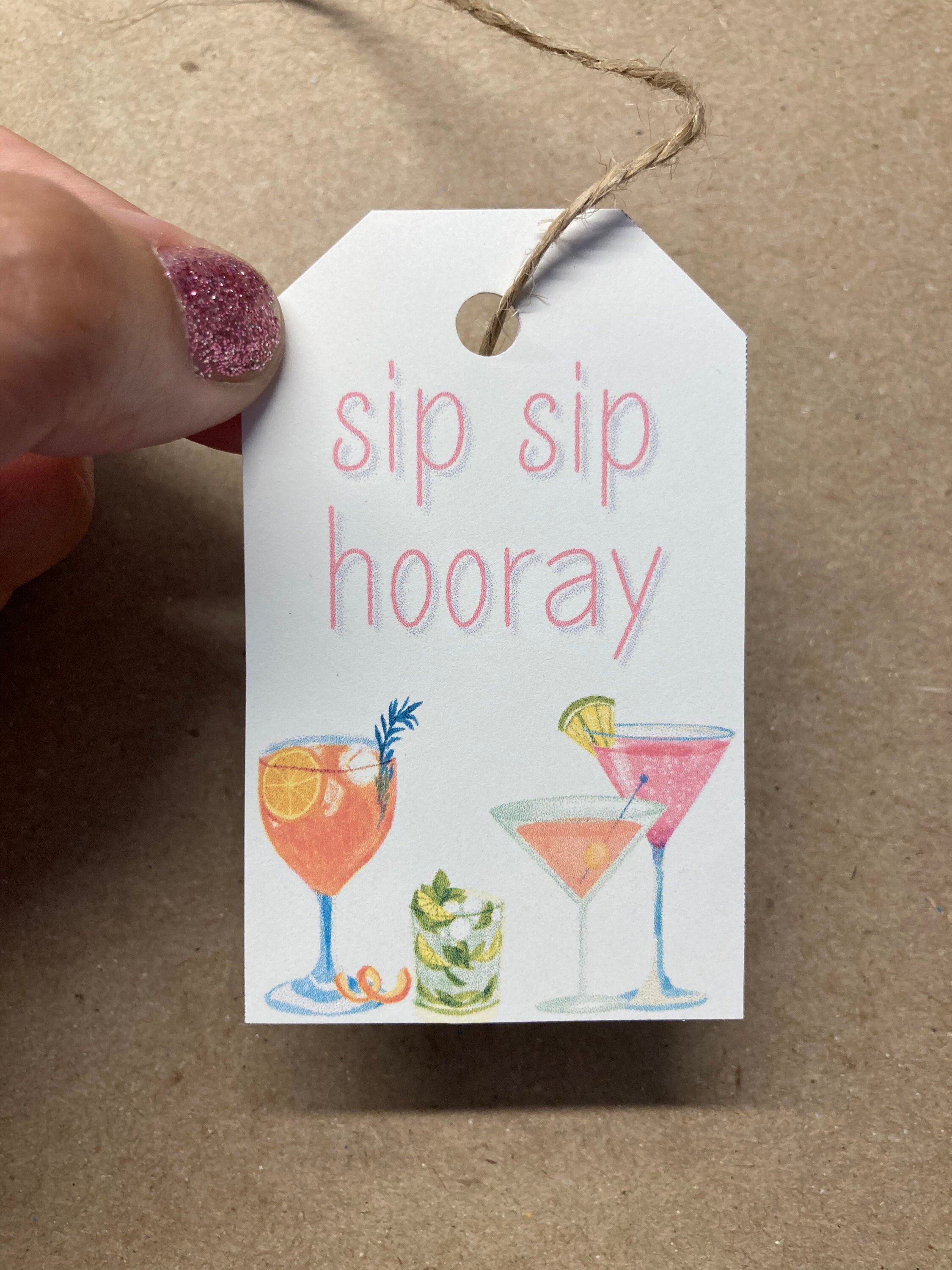 Sip Sip Hooray Mixed Drinks Gift Tags (PDF Sheet of 9, 2x3-inches ...