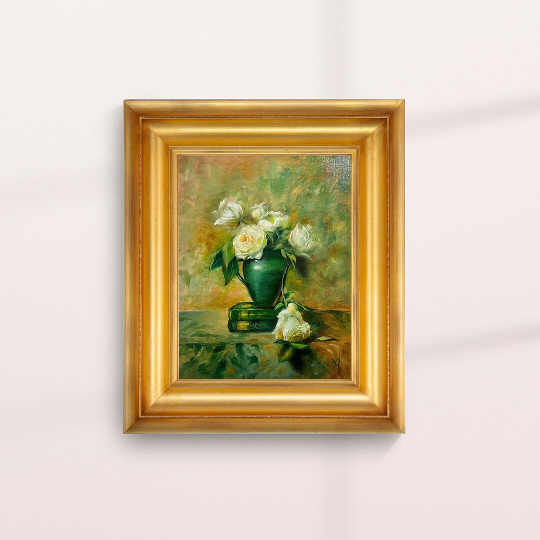 White Roses Oil Painting 11x14 (fine Art, Framed, Original Artwork) - Etsy