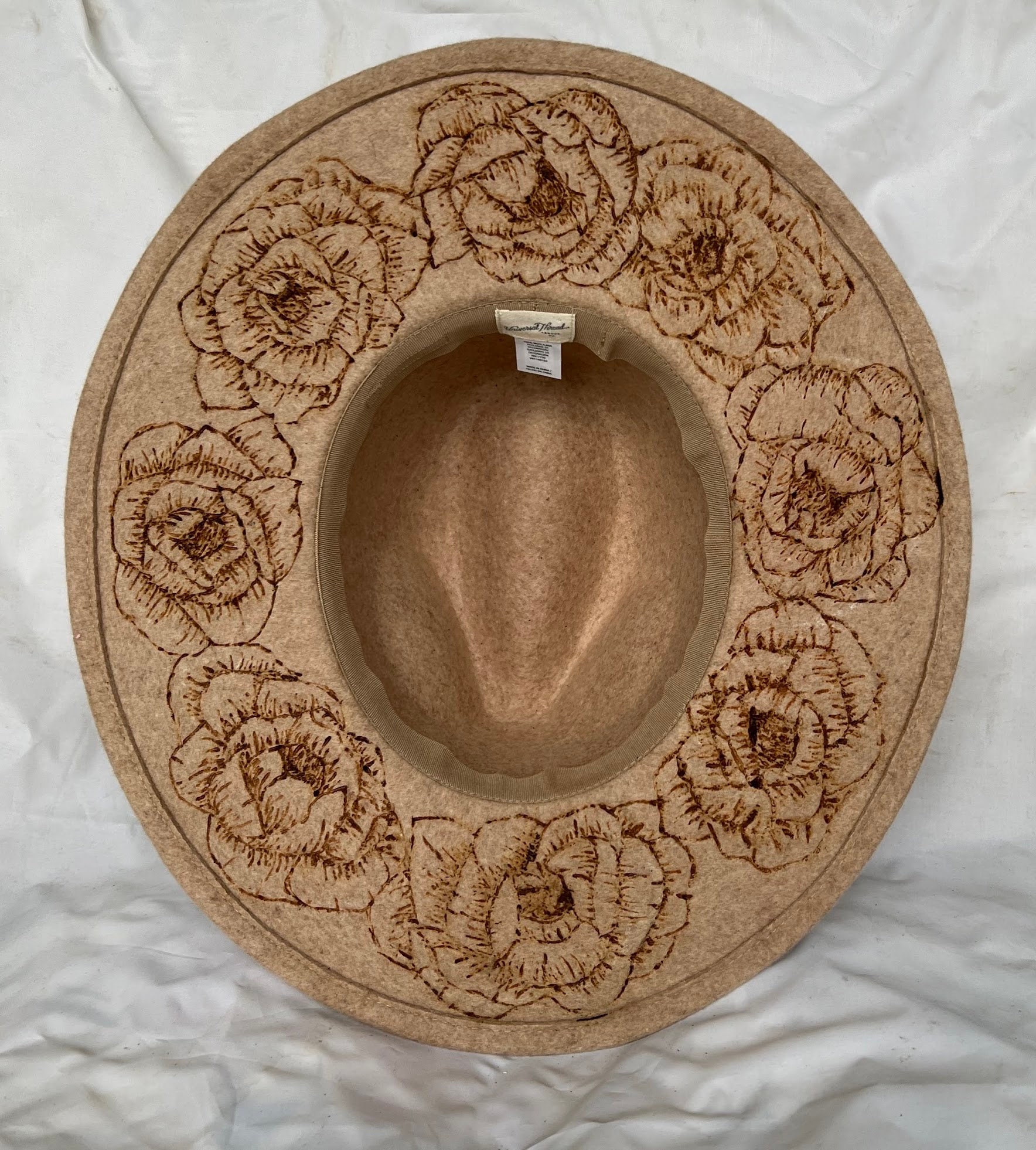 Hat Pyrography, Peony Crown Hat, Universal Thread Felt Wide Brim ...