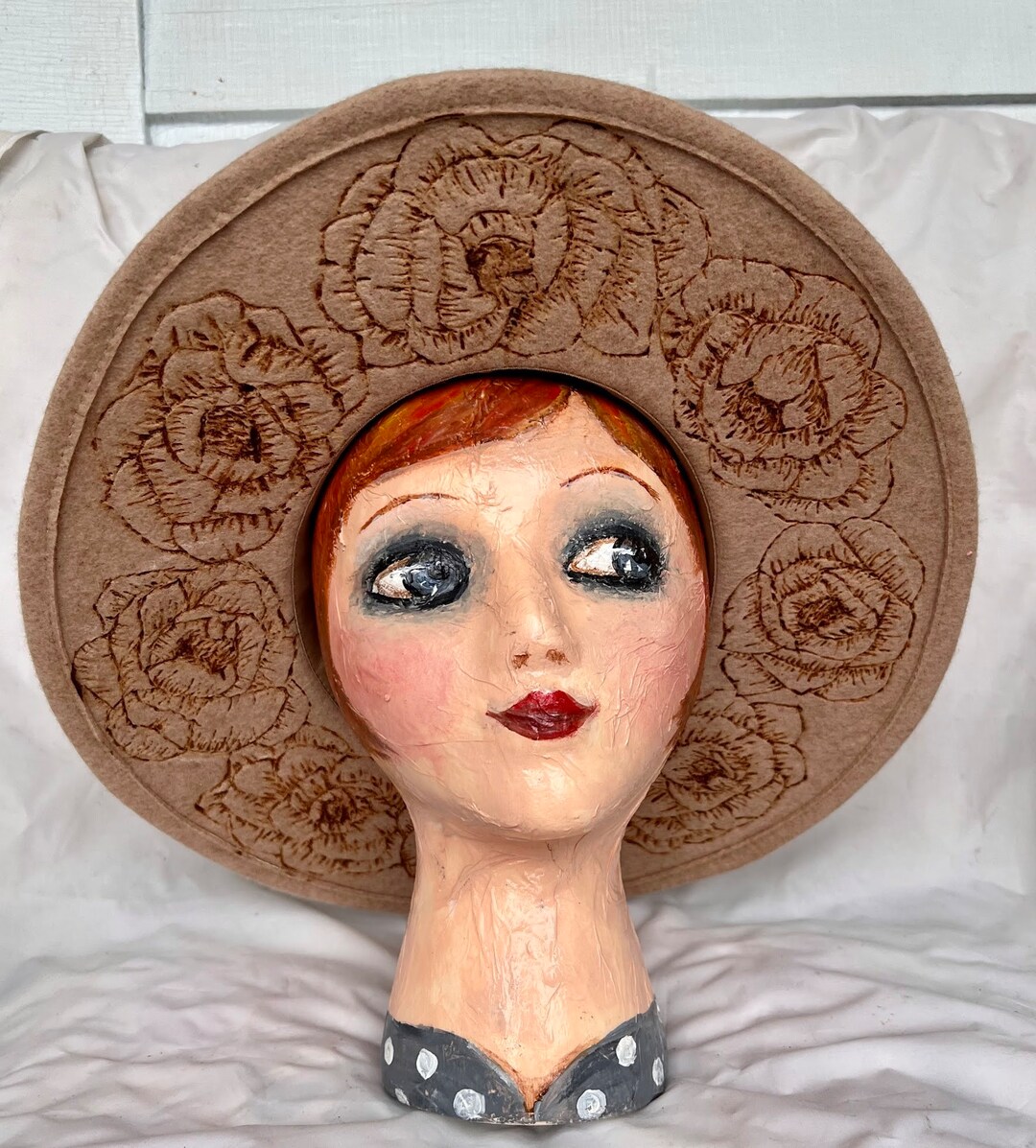 Hat Pyrography, Peony Crown Hat, Universal Thread Felt Wide Brim ...