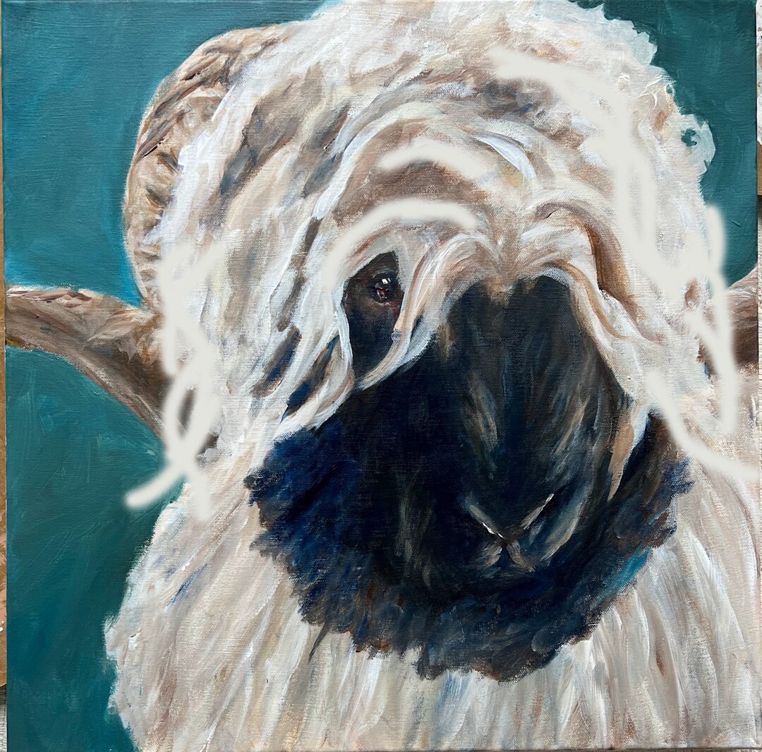 Black Nose Sheep Ram, Lamb, Ewe, Shepherd, Print of Original Painting ...