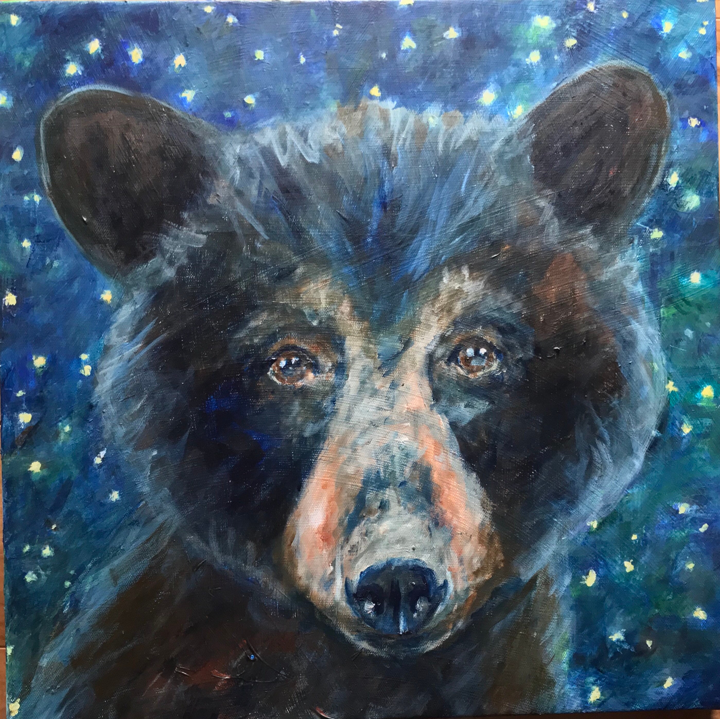 Original Acrylic Bear Painting on Paper 'Ursa Major' Painting Art ...