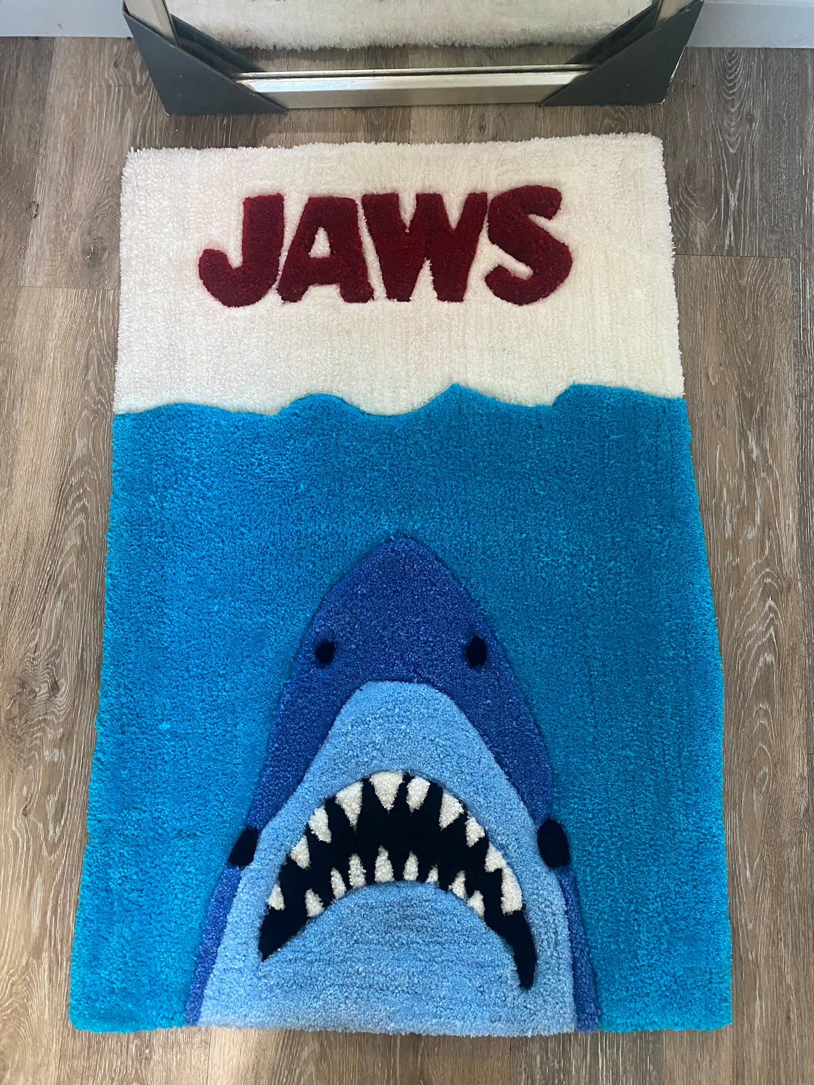 Jaws Movie Poster Tufted Rug or Wall Hanging Handmade Shark Soft Plush ...