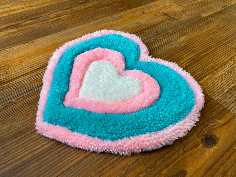 Trans Pride Heart Wall Hanging / Mini Rug Soft, Plush, Queer ...