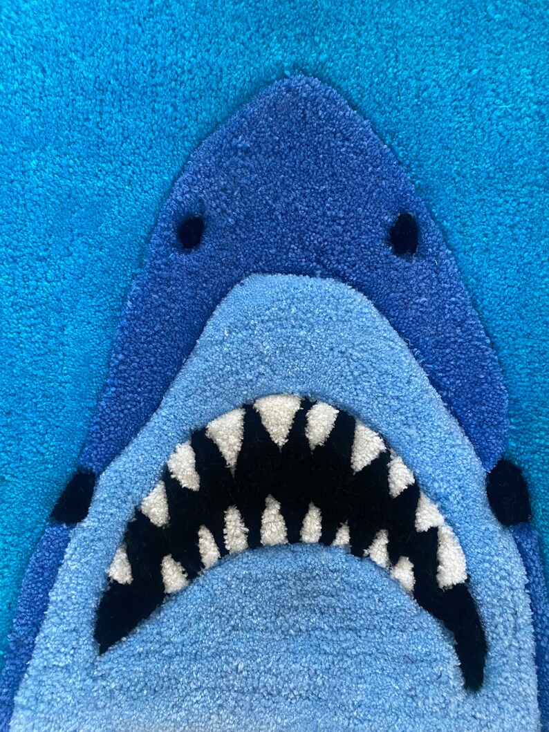 Jaws Movie Poster Tufted Rug or Wall Hanging Handmade Shark Soft Plush ...