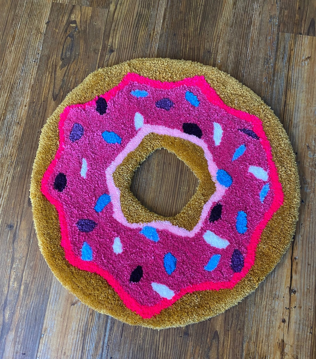 Pink Donut Tufted Round Rug or Walling Hanging Kitchen Decor Handmade ...