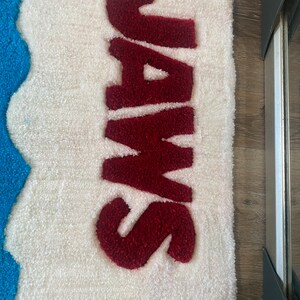 Jaws Movie Poster Tufted Rug or Wall Hanging Handmade Shark Soft Plush ...