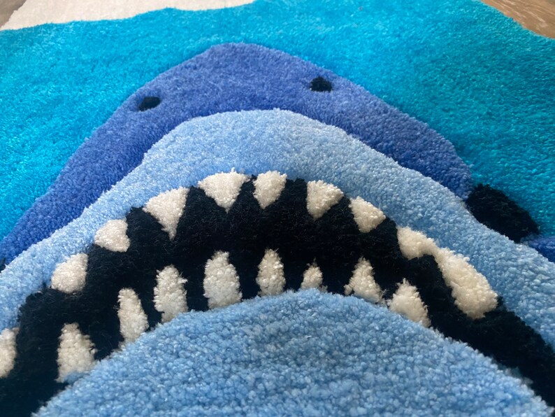 Jaws Movie Poster Tufted Rug or Wall Hanging Handmade Shark Soft Plush ...