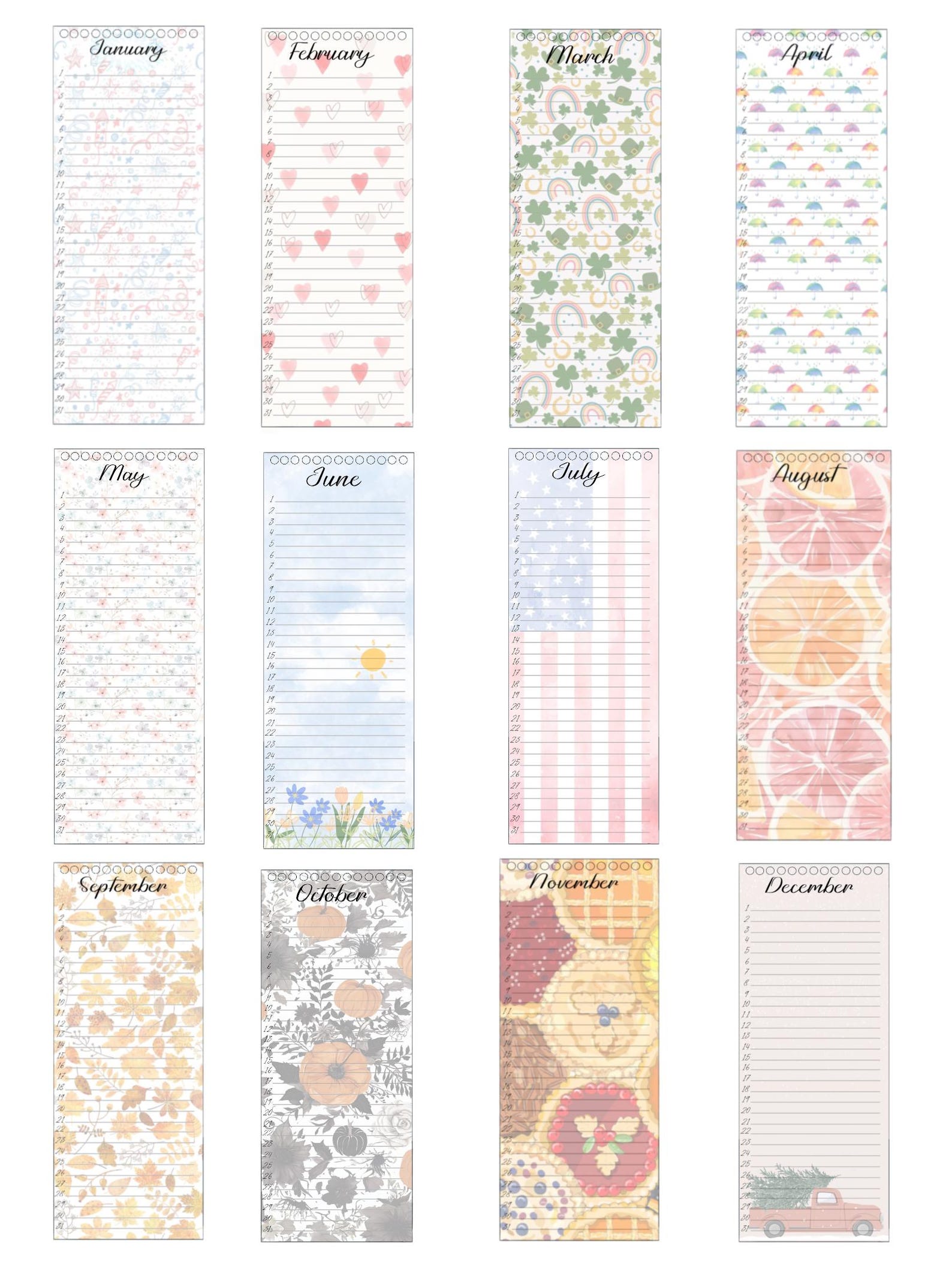 Customs Journals, Monthly Calendars - Etsy