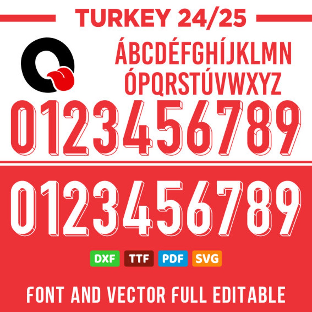 Font Turkey Jersey 2024 Euro Vector, Pdf, Svg, Ttf - Etsy