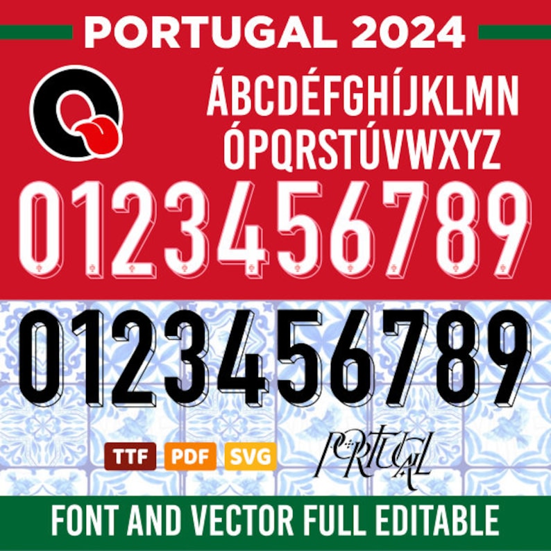 Font Portugal Jersey 2024 Euro Vector, Pdf, Svg, Ttf. - Etsy