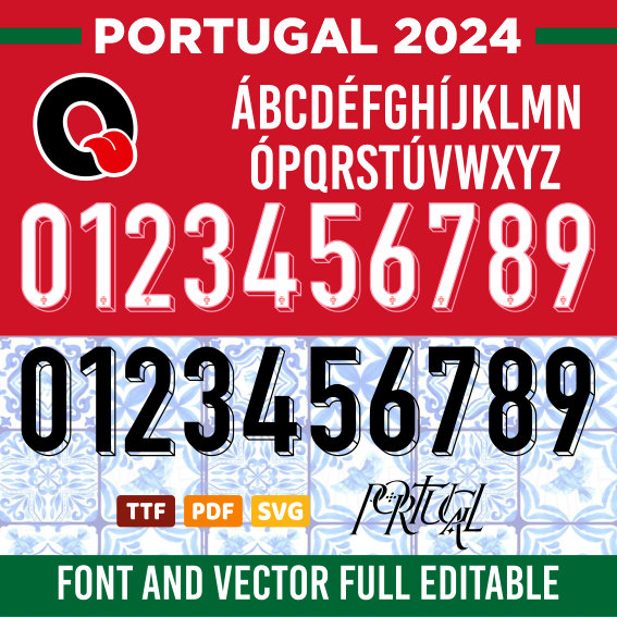 Font Portugal Jersey 2024 Euro Vector, Pdf, Svg, Ttf. - Etsy