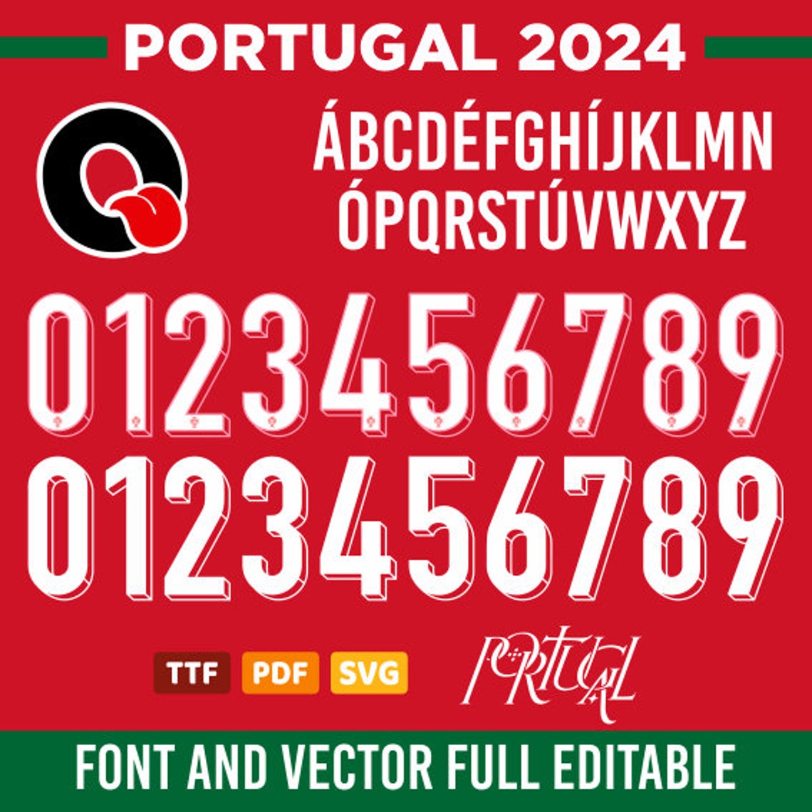 Font Portugal Jersey 2024 Euro Vector, Pdf, Svg, Ttf. - Etsy