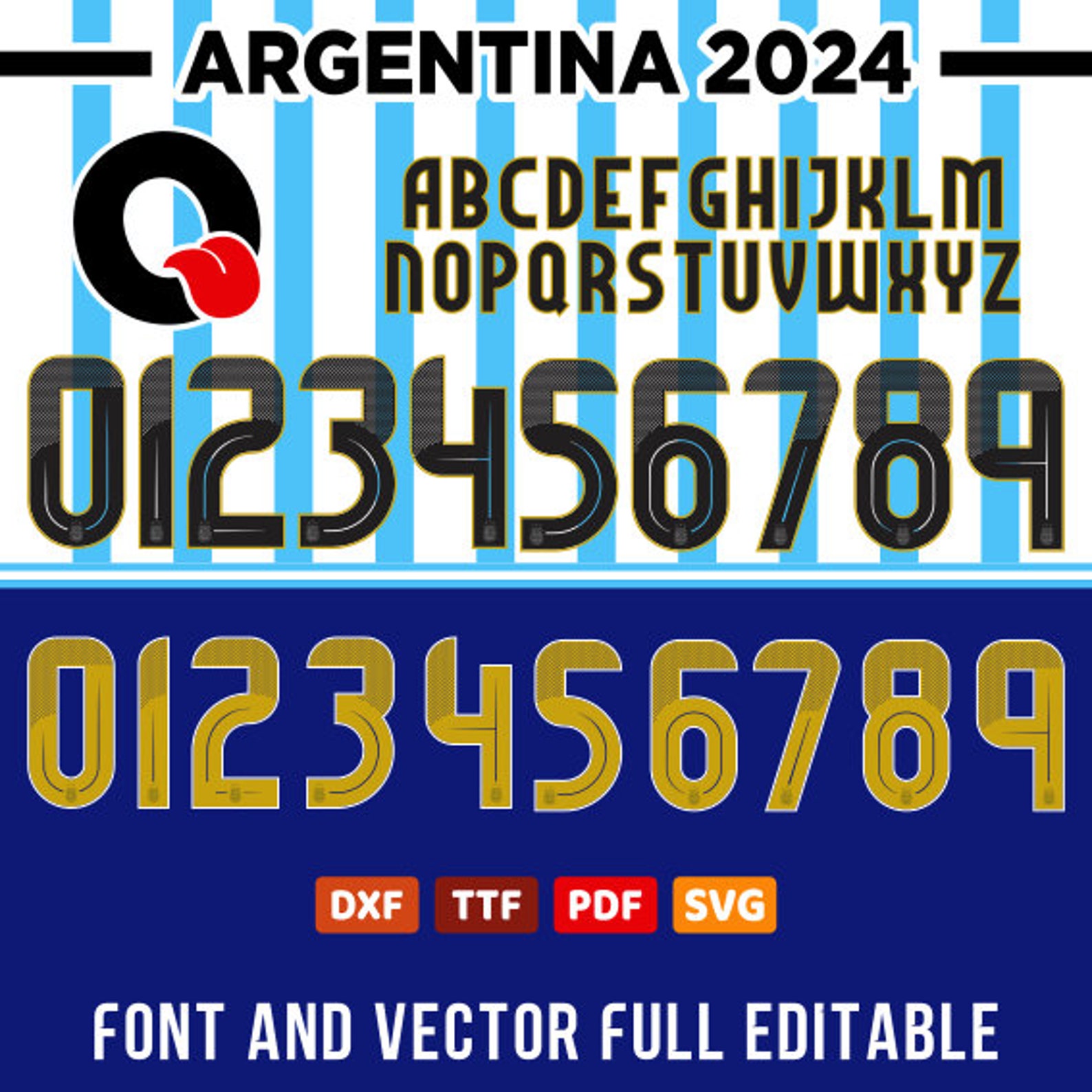Font Argentina 2024 Jersey America Vector, Pdf, Svg, Ttf - Etsy