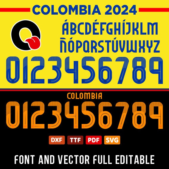 Font Colombia Jersey 2024 Vector, Pdf, Svg, Ttf - Etsy