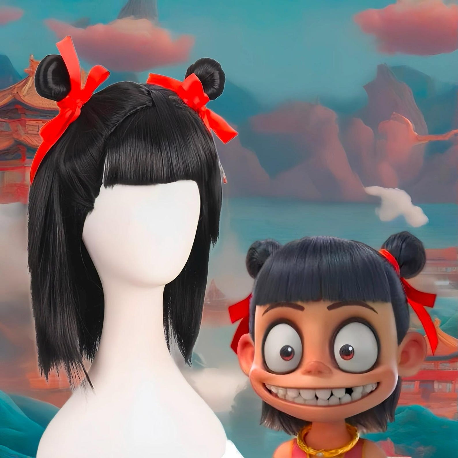 Nezha Cosplay Wig,the Devil Child, Cosplay Hair,nezha 2 Amigurumi Wig ...