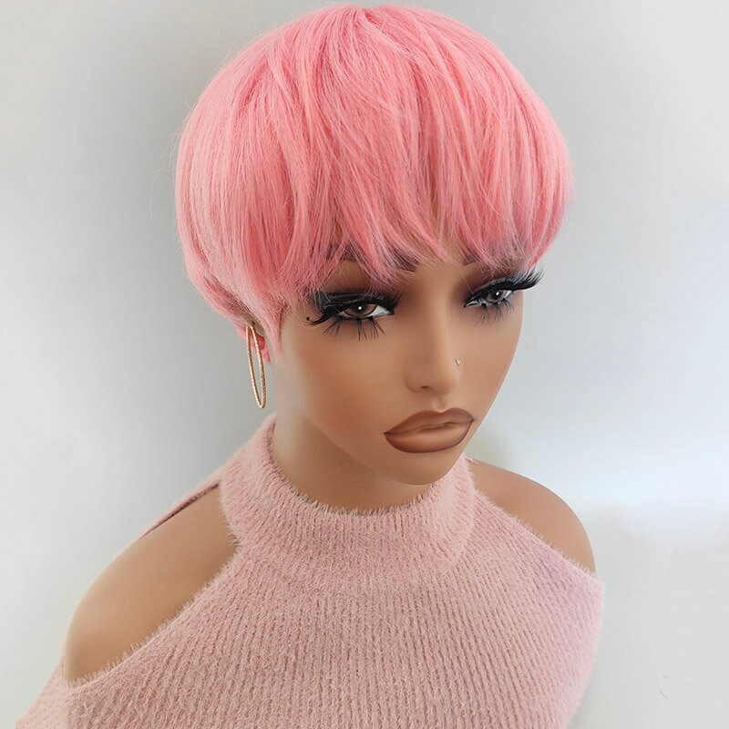 Pink Pixie Wigs, Curly Wavy Wigs, Synthetic Wigs, Pink Wig, Wigs for ...
