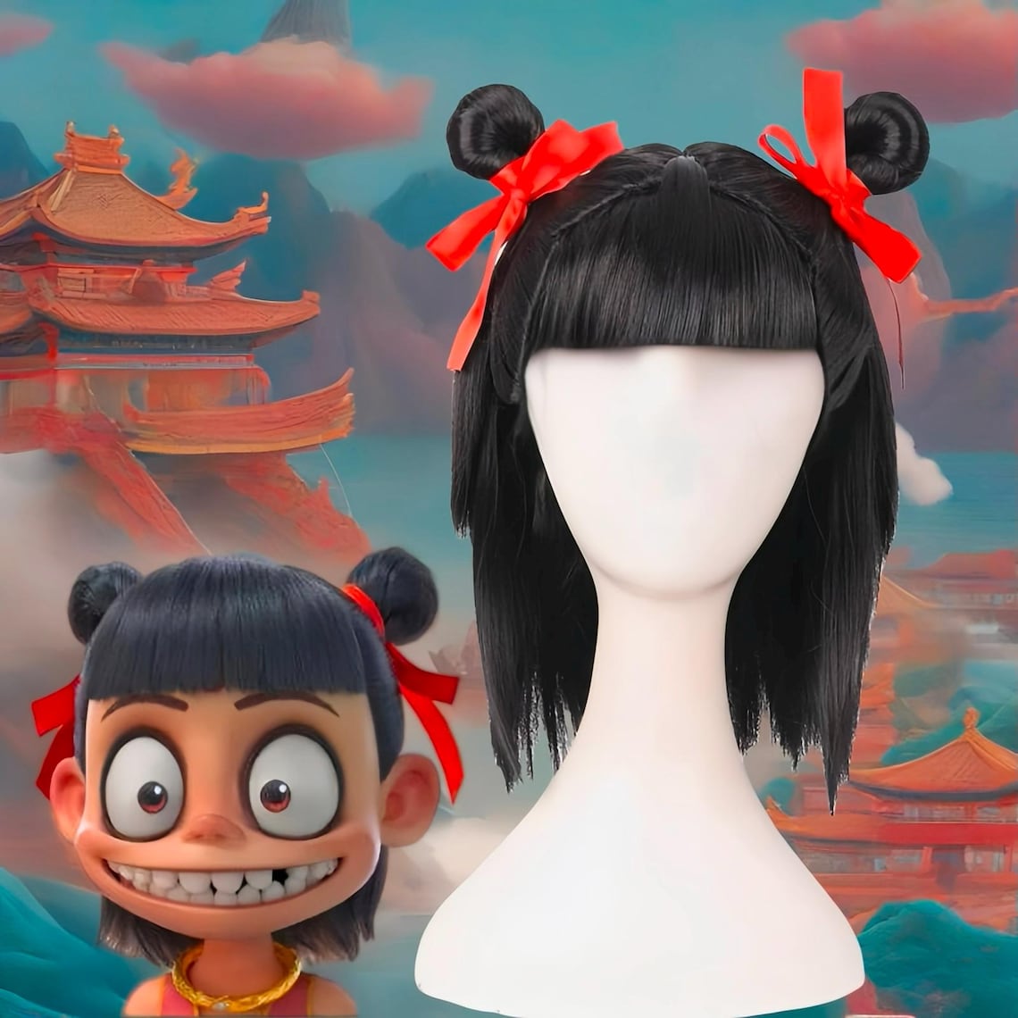 Nezha Cosplay Wig,the Devil Child, Cosplay Hair,nezha 2 Amigurumi Wig ...