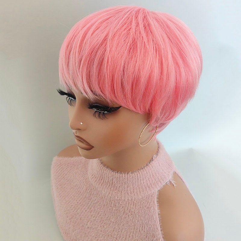 Pink Pixie Wigs, Curly Wavy Wigs, Synthetic Wigs, Pink Wig, Wigs for ...