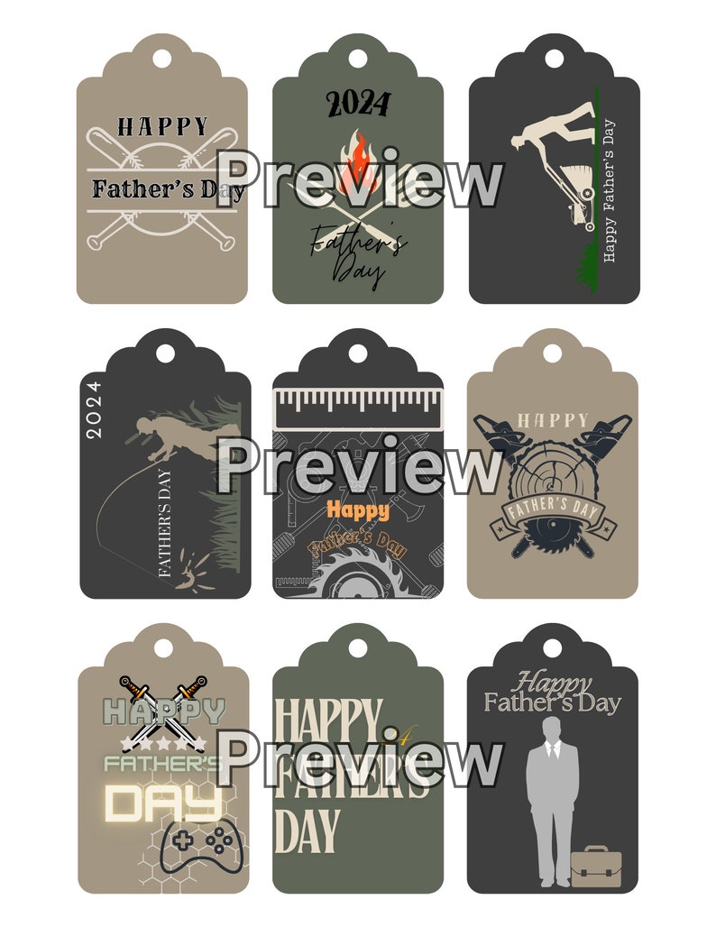 Printable Father's Day Gift Tags | Set of 9 | Multiple Themes | Instant ...