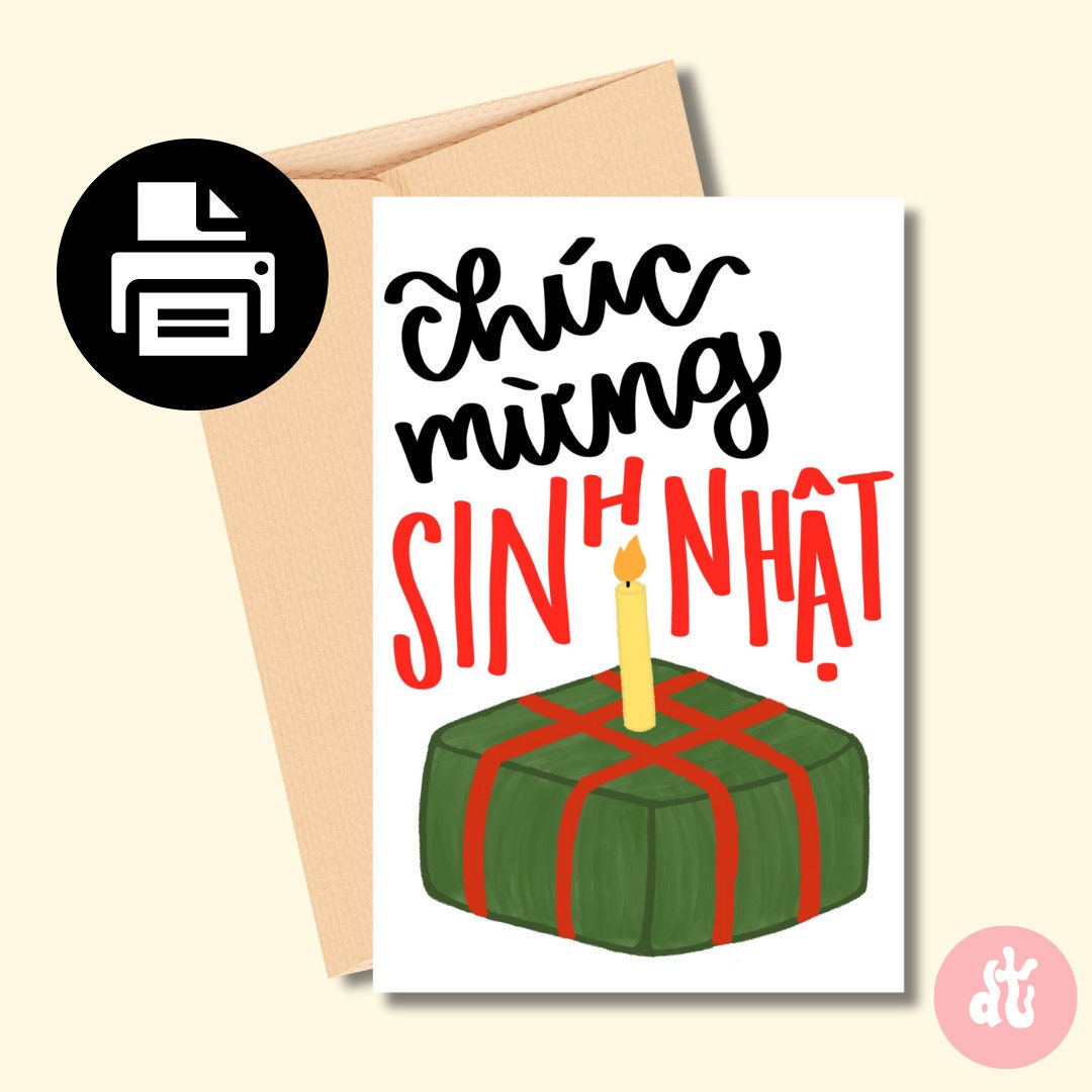 Vietnamese Birthday Banh Chung Physical Printed Greeting Card ...