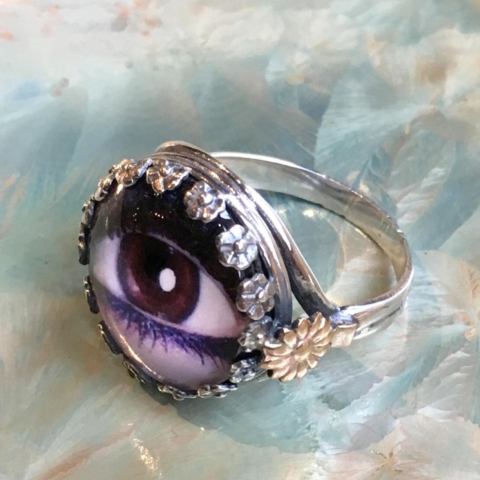 Eye Ring Floral Ring Statement Ring Resin Ring Evil Eye - Etsy