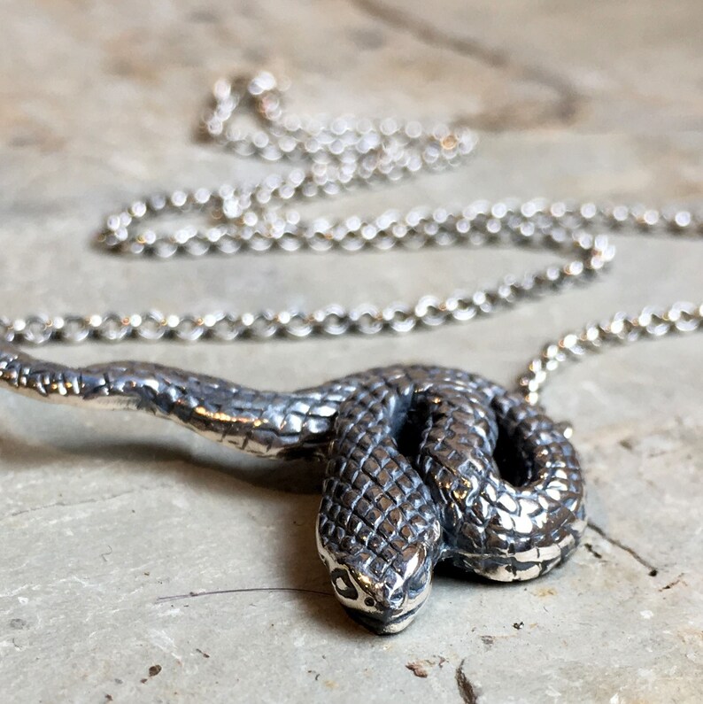 Snake Necklace, Layering Necklace, Simple Snake Pendant, Bar Necklace ...