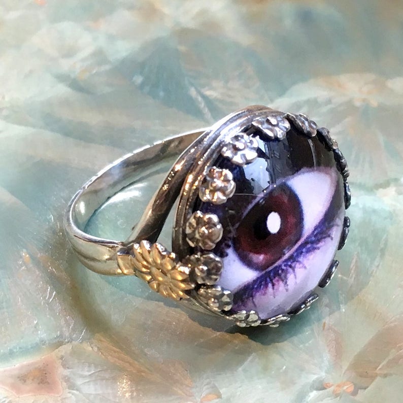 Eye Ring, Floral Ring, Statement Ring, Resin Ring, Evil Eye Ring, Boho ...