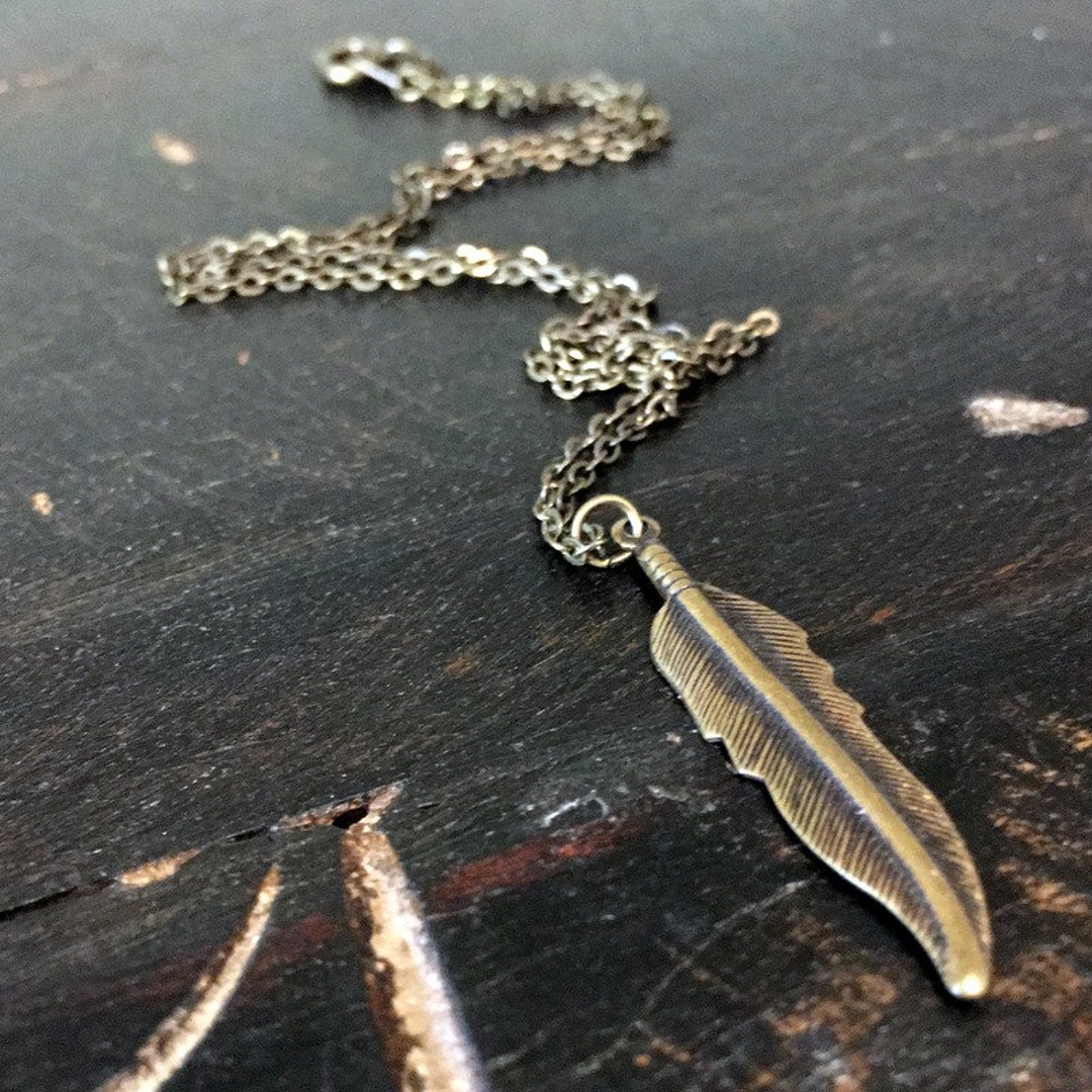 Feather Necklace, Dainty Feather Pendant, Minimalist Thin Necklace ...