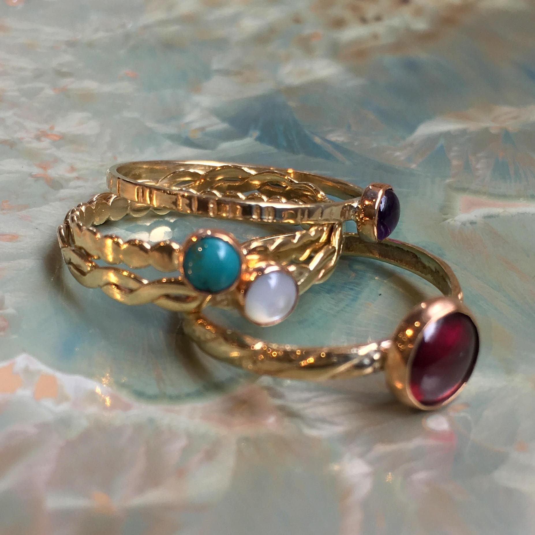 Stacking Birthstone Rings Set Four Birthstone Rings Gold - Etsy