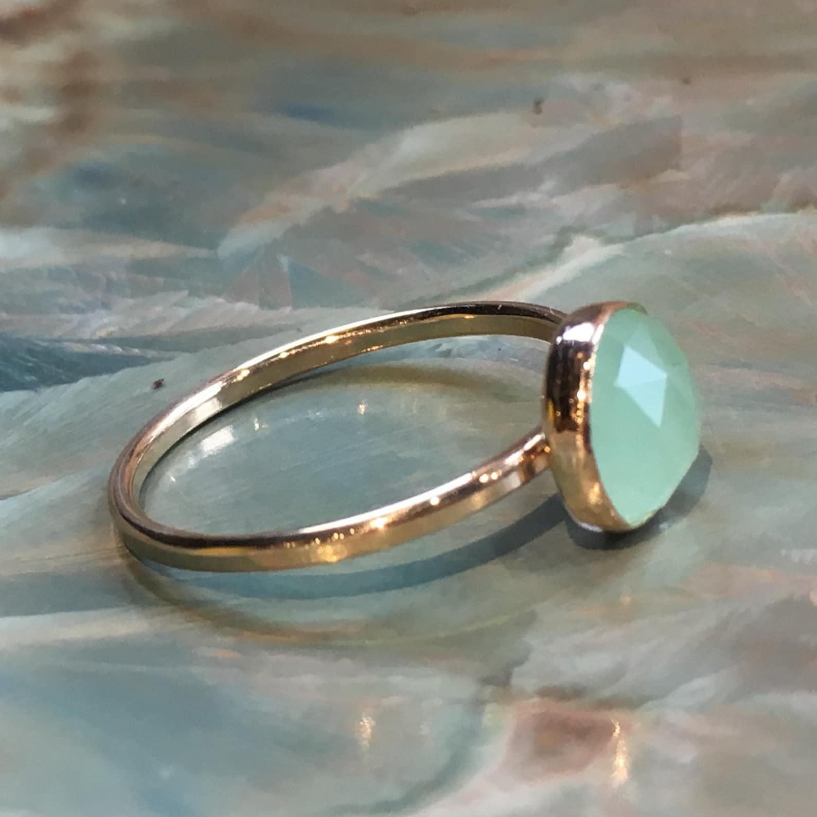 Jade Ring, Dainty Ring, Simple Stone Ring, Birthstone Ring, Gold Ring ...